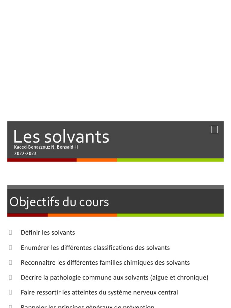 Classification et risques des solvants | PDF | Solvant | Benzène