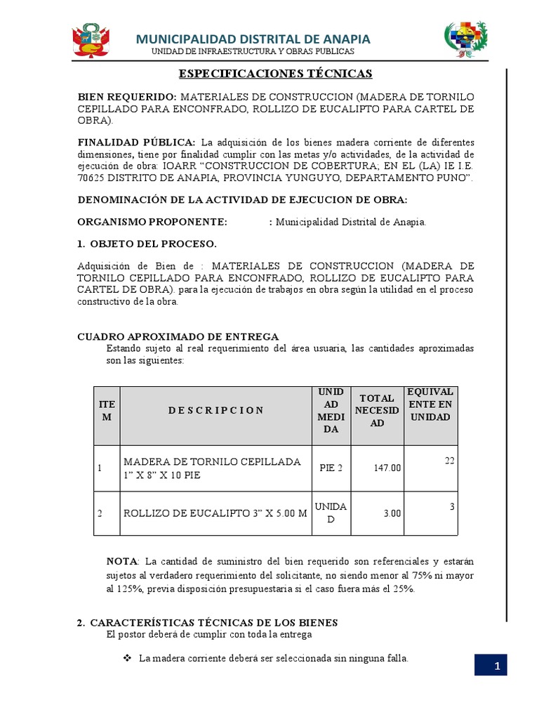 Especificaciones Tecnicas de Madera | PDF