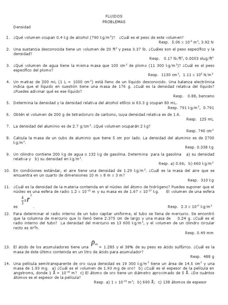 Lista de Ejercicios | PDF | Presión | Pascal (Unidad)