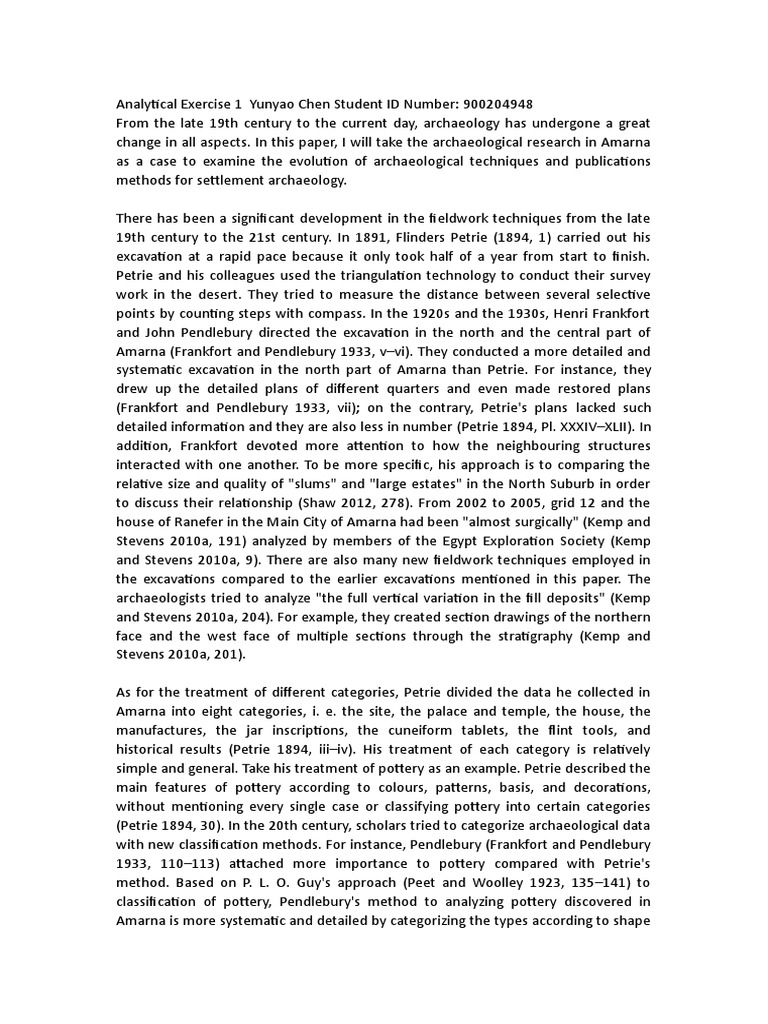 Analytical Exercise 1 Pdf Archaeology Science