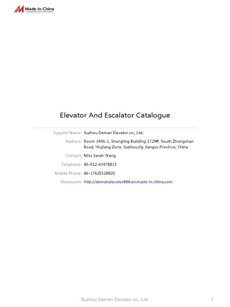 Elevator and Escalator Catalogue PDF | PDF | Elevator | Escalator