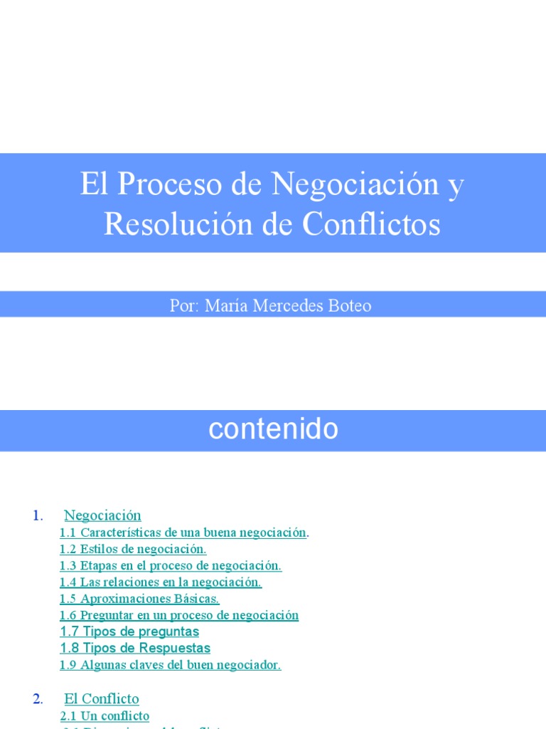 Proceso de Negociación y Conflictos | PDF | Negociación | Sicología