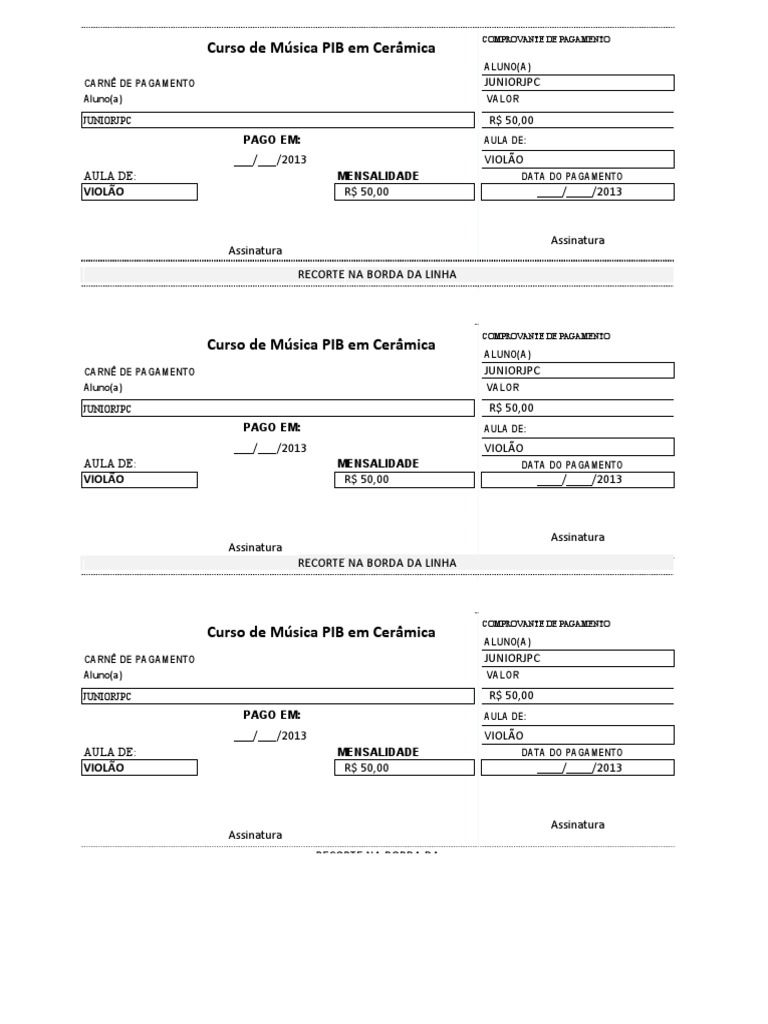 Modelo de Carne de Pagamento 2 | PDF