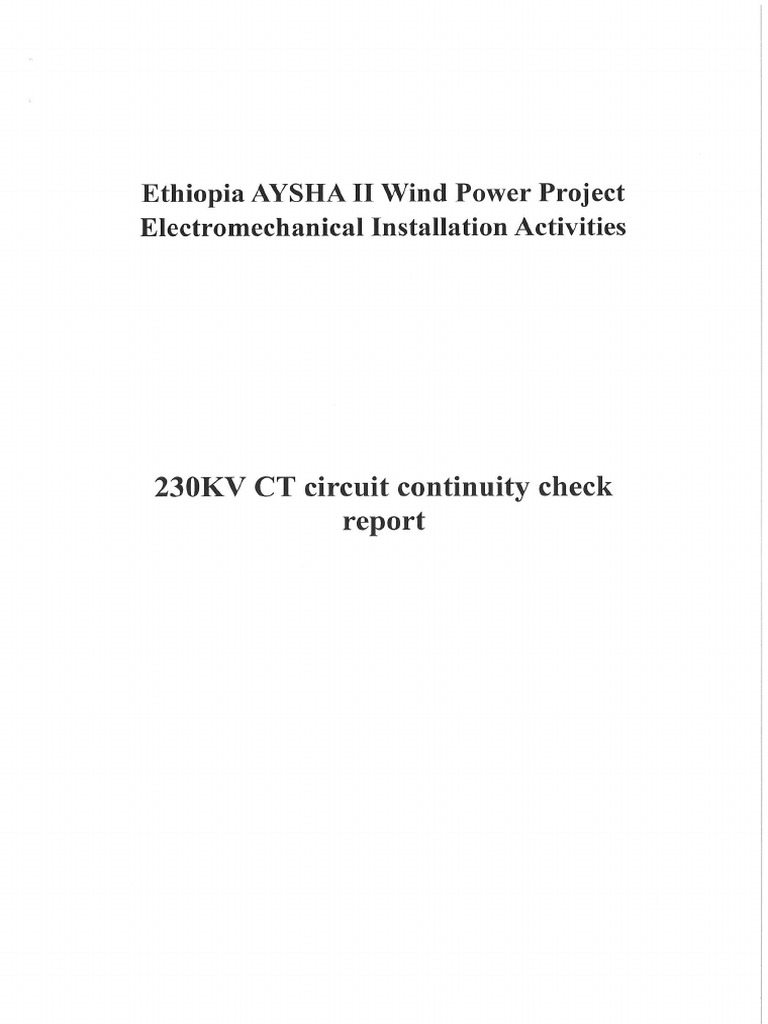 230kv CT Circuit Continuity Test Report | PDF