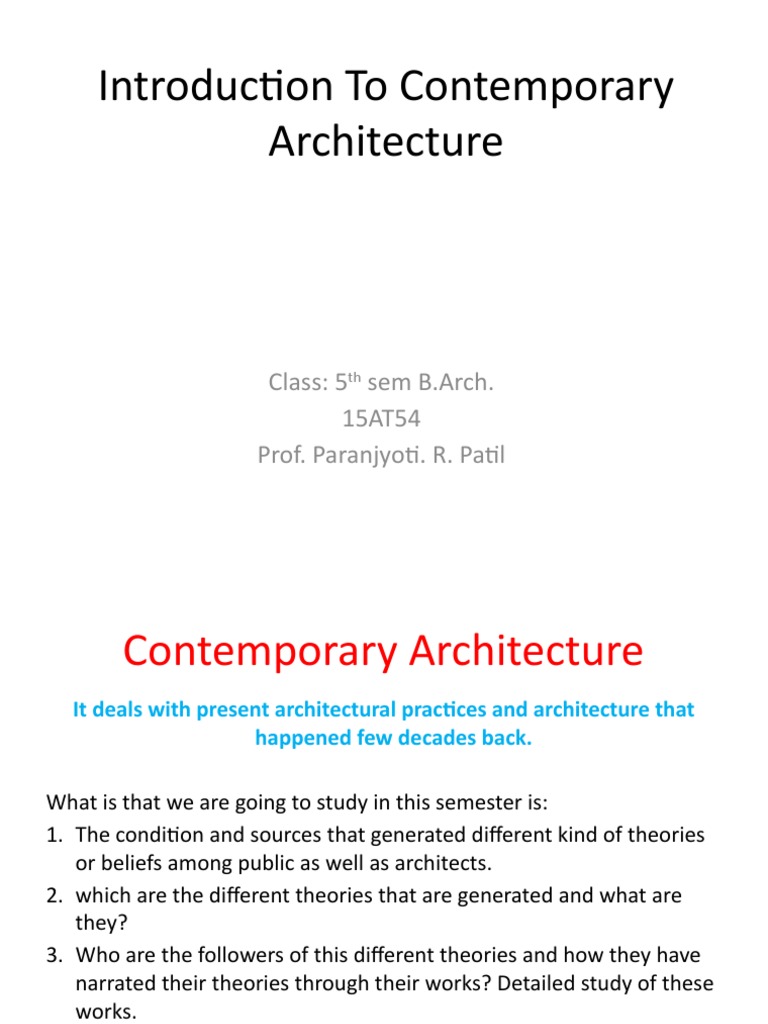 Introduction To Contemporary Architecture | PDF | Modernism