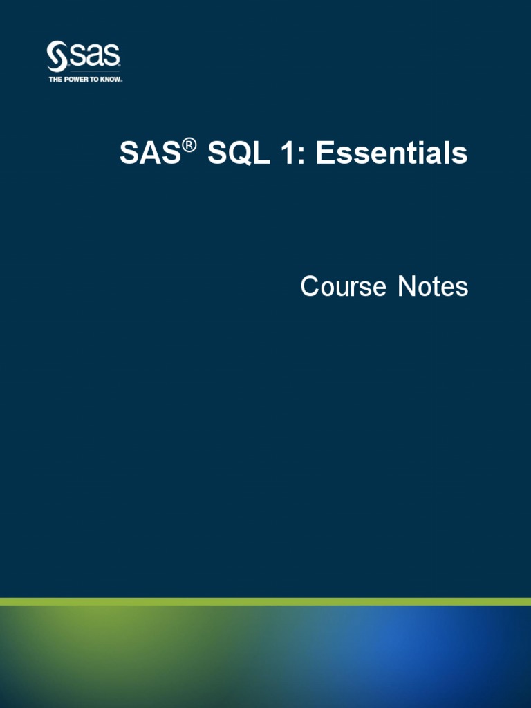 SAS SQL - Course Notes PDF | PDF | Sql | Data Management