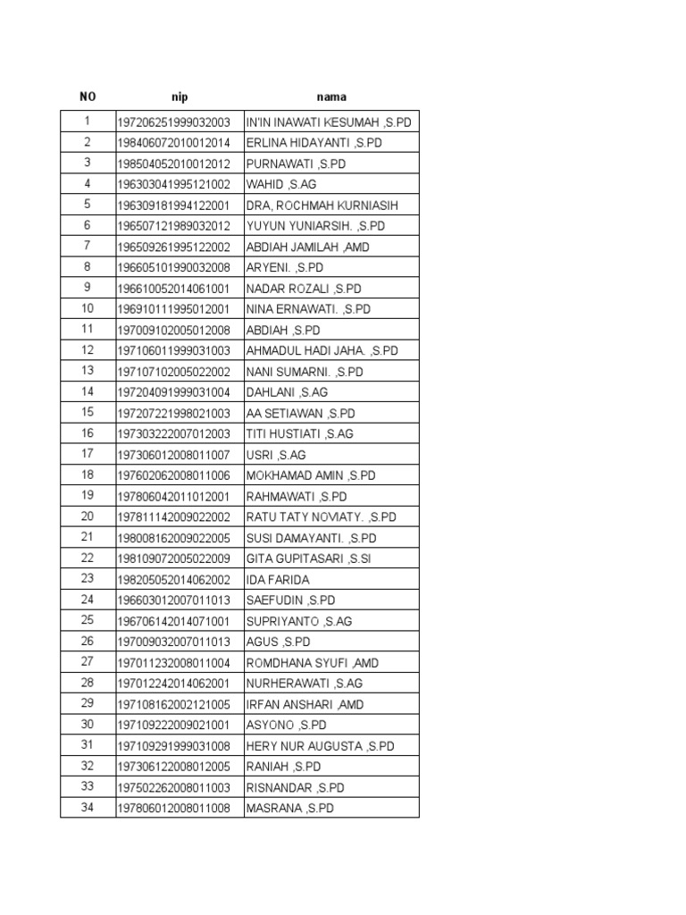 Format Data Nik PNS | PDF | Computer Hardware