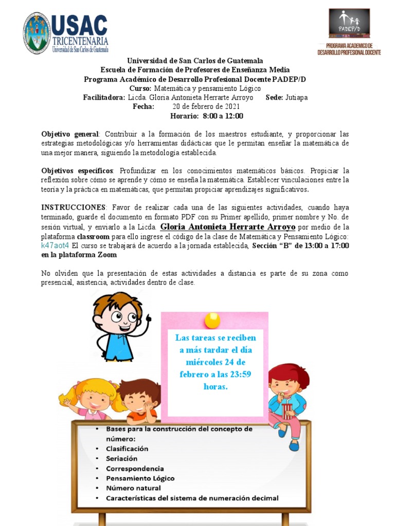 Lopez Ortega, Felipe Máximo Tarea de Guía de Autaprendizaje Sesión Virtual No. 2 Matemática ...