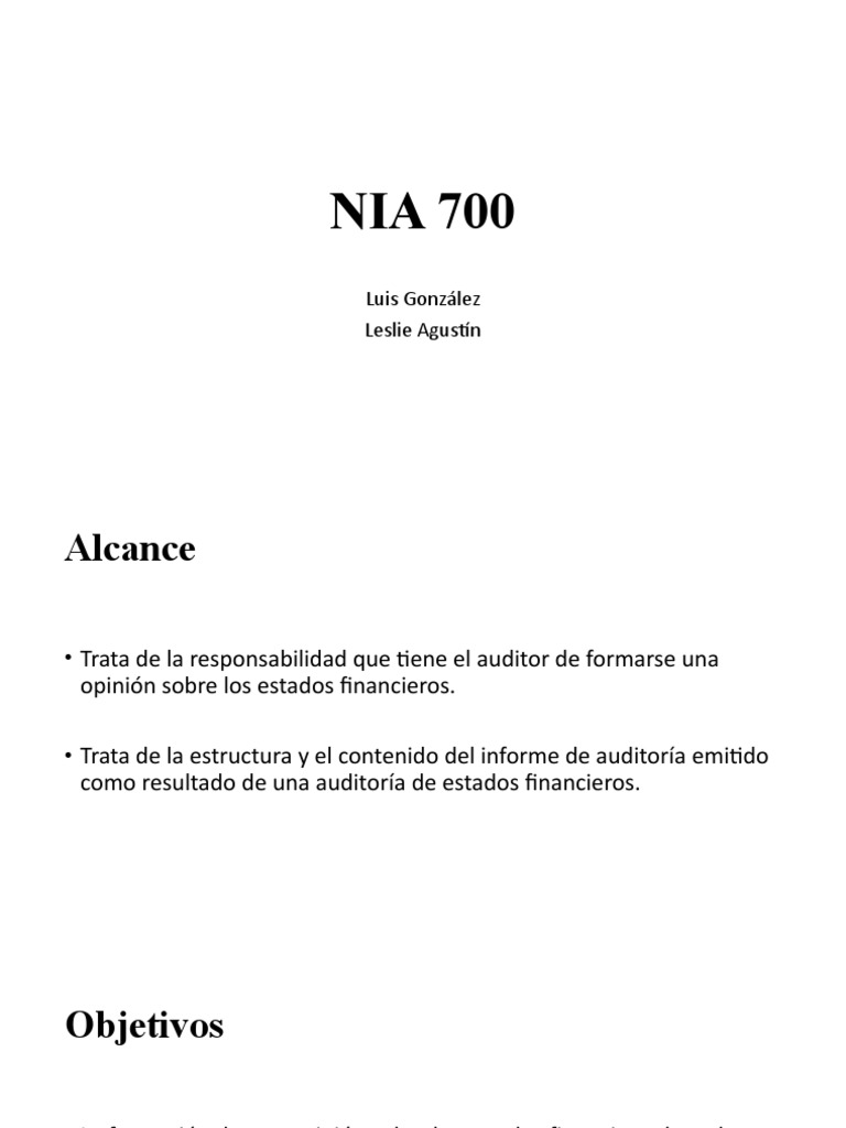 Presentación Sobre Nia 700 | PDF