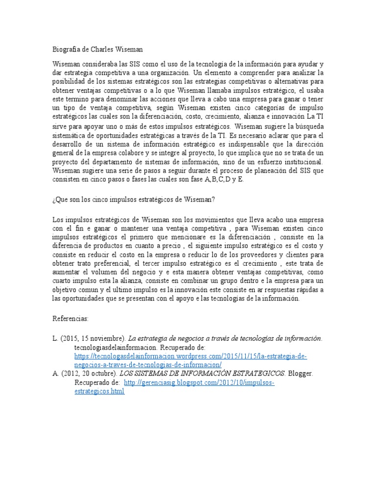 Biografía de Charles Wiseman | PDF | Sistema de informacion | Gestión ...