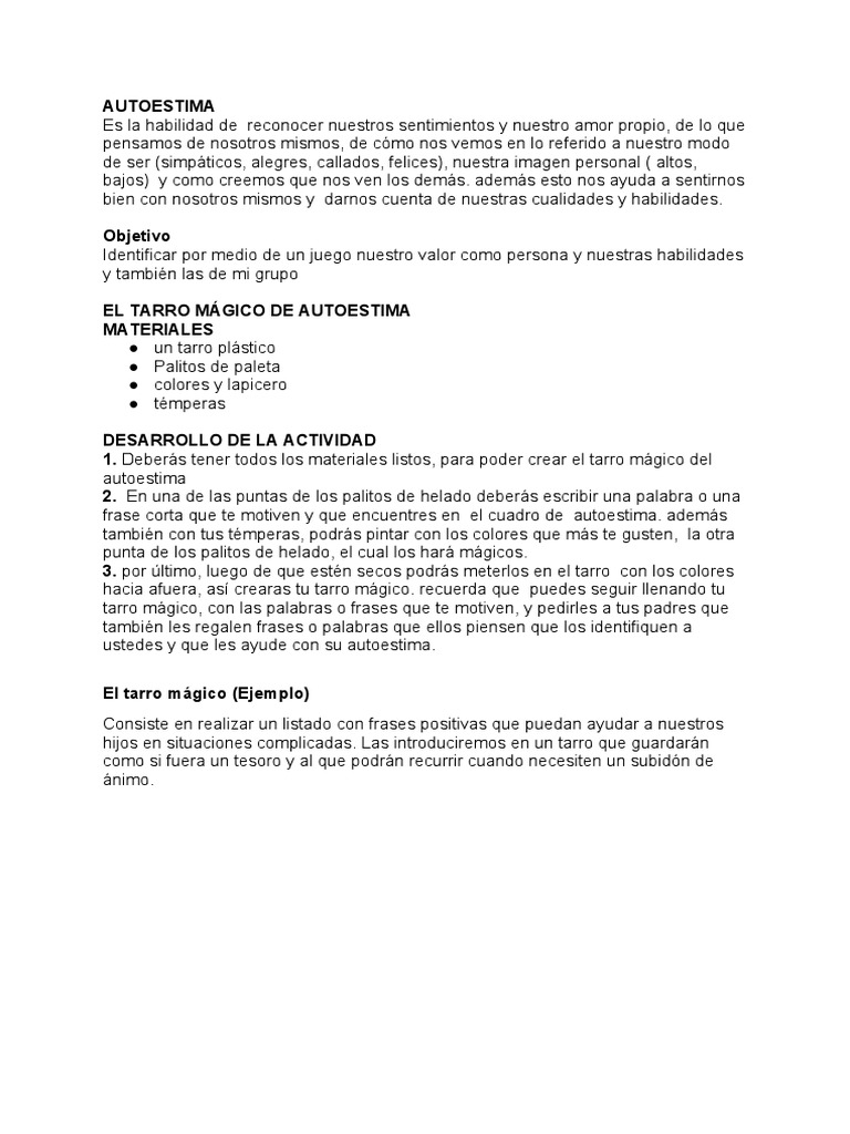 Actividad Autoestima | PDF | Autoestima