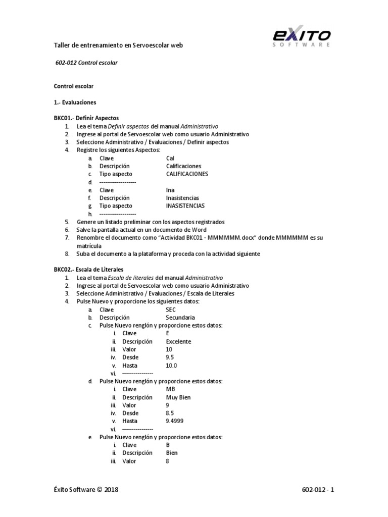 Servoescolar Web - 602-012 Control Escolar | PDF | Microsoft Word | Informática
