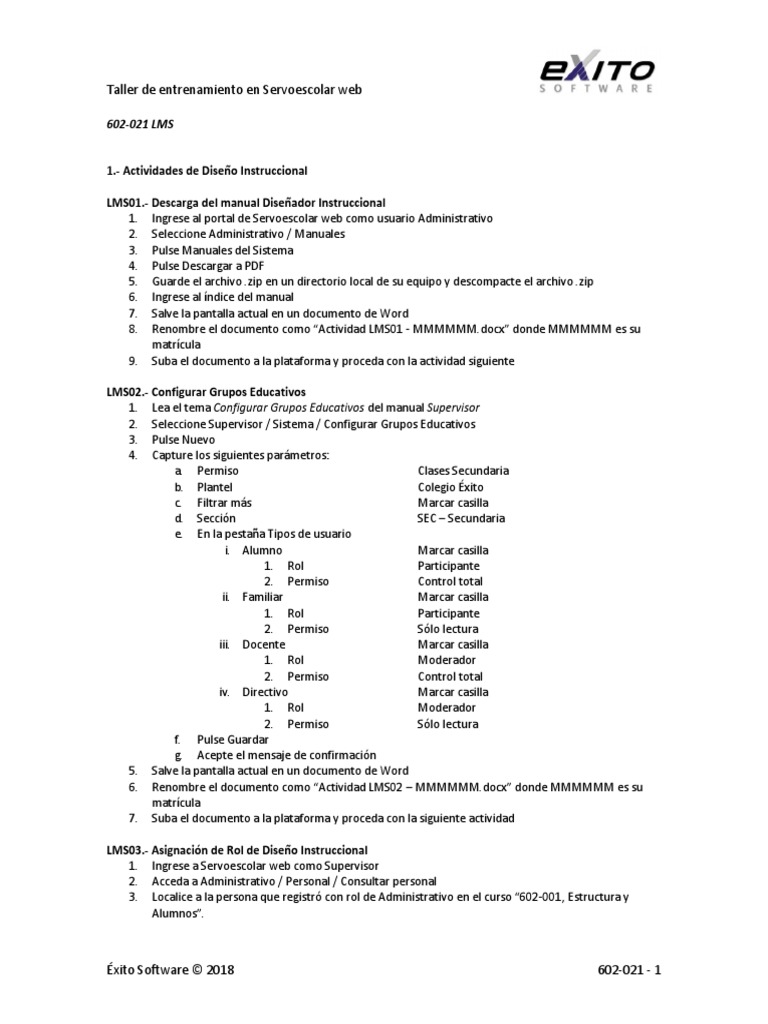 Servoescolar Web - 602-021 LMS | PDF | Wiki | Microsoft Word