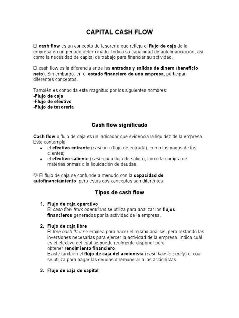 Capital Cash Flow | PDF | Flujo de efectivo | Contabilidad