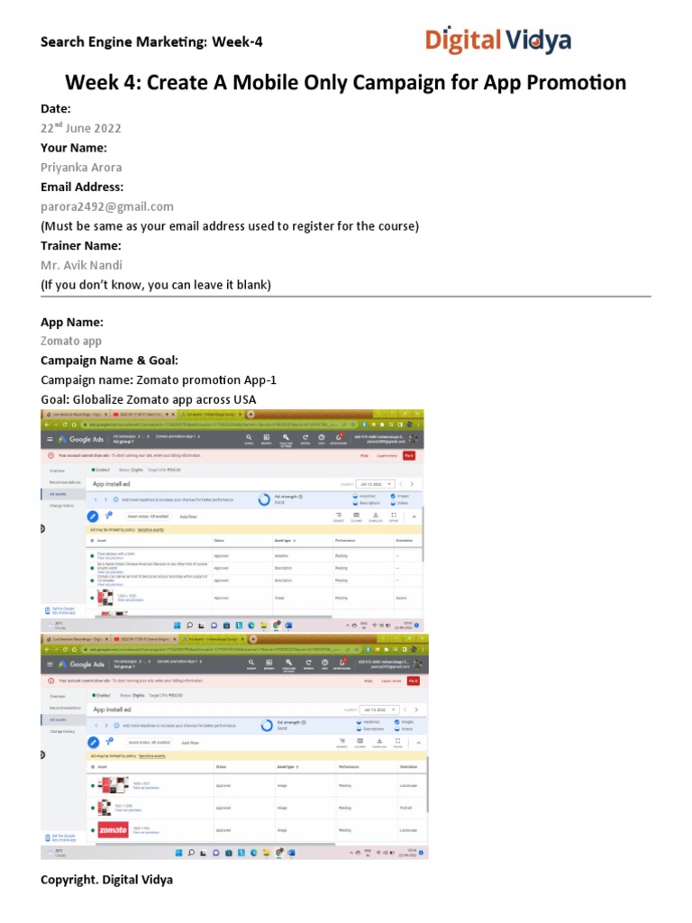 Digital Vidya CDMM Course SEM-Week-4 Assignment | PDF