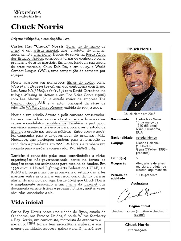 Biografia de Chuck Norris: Vida e Carreira | PDF | Esportes e Recreação