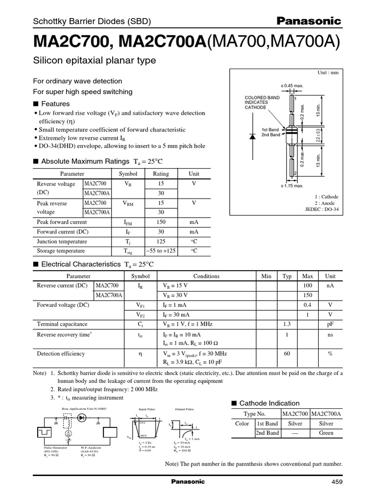MA700 Panasonic | PDF | Diode | Electronic Engineering