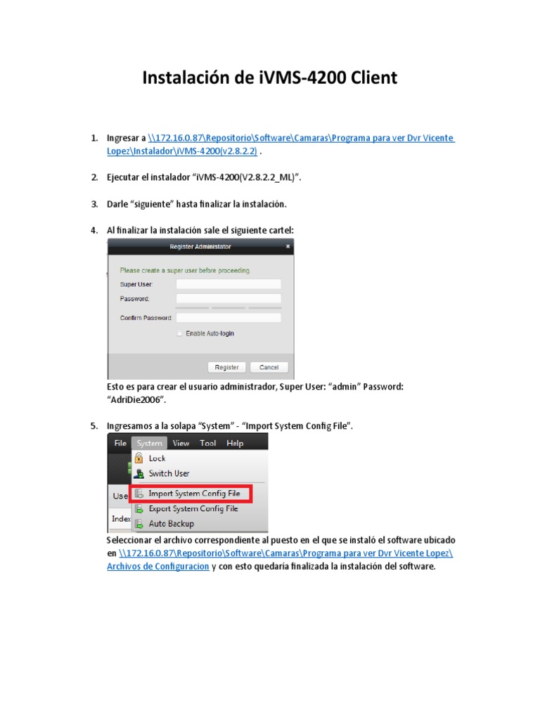 Instalacion de iVMS-4200 Client | PDF