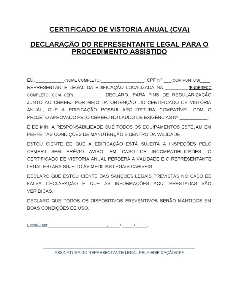 Declaracao Do Representante Legal MODELO 1611771039 1640271277 | PDF