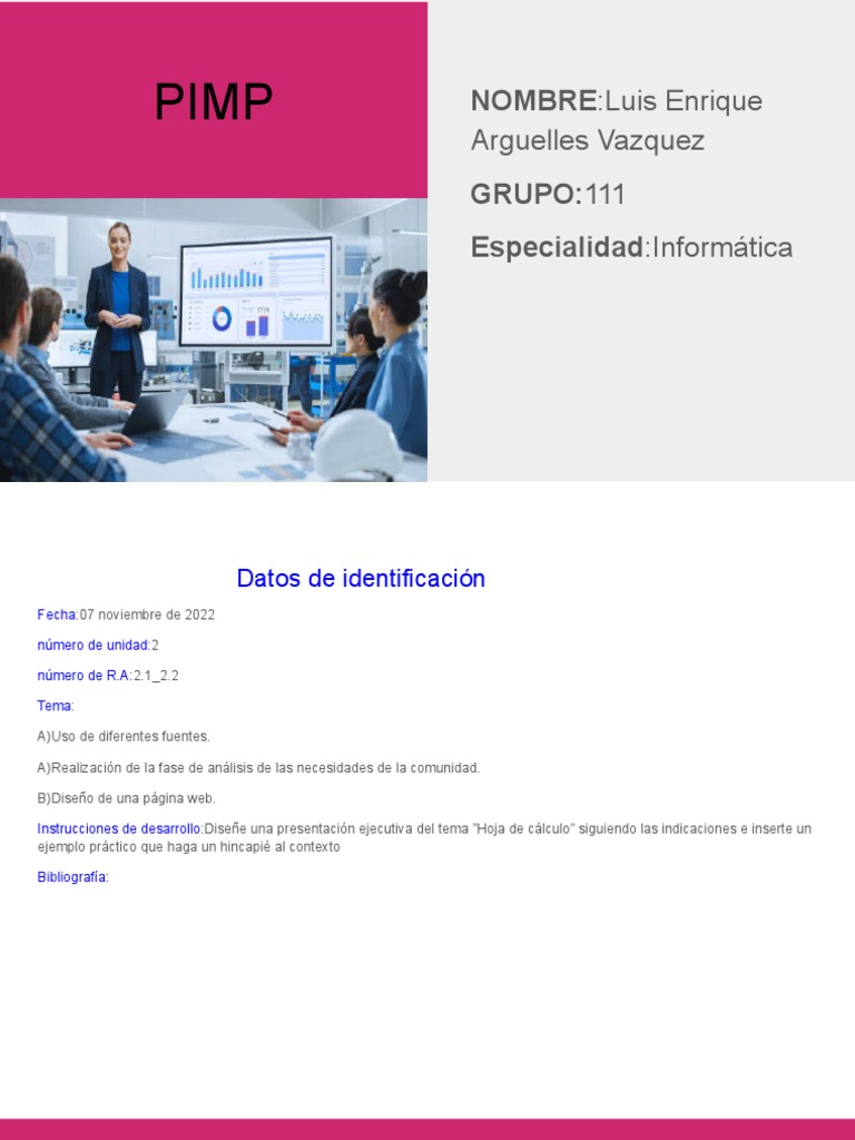 111 Arguelles Vazquez Luis Enrique R.A 2.1 - 2.2 Aeval2.1.1 - 2.2.1 Presentaciones - HojaC | PDF