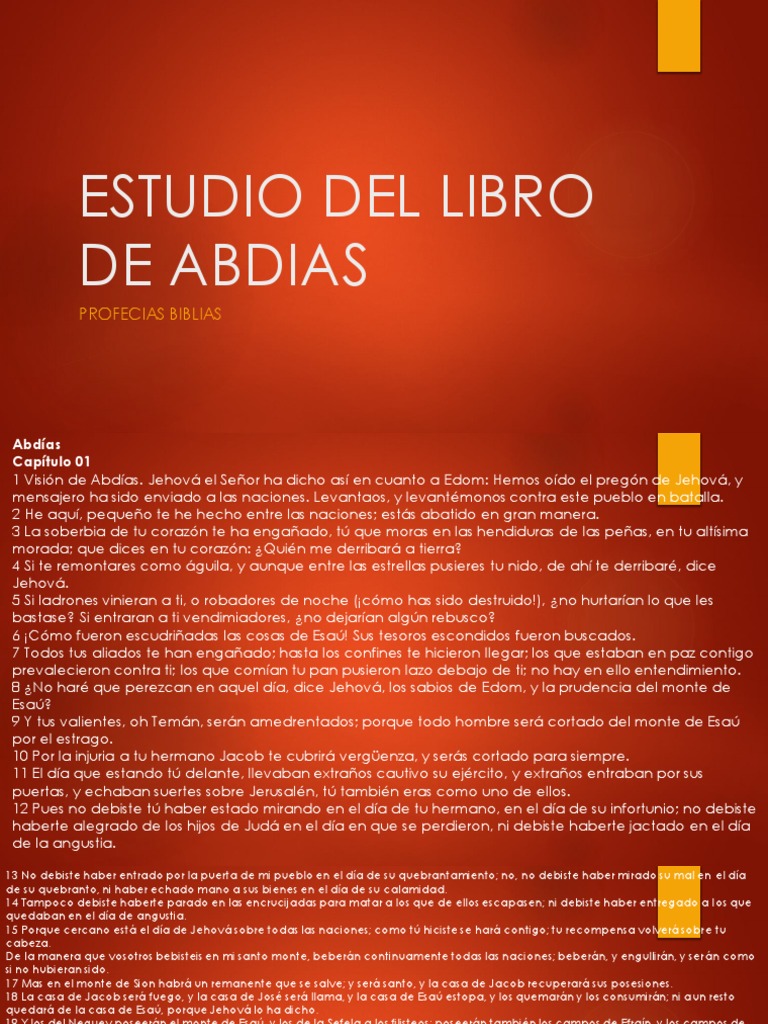 Estudio del Libro de Abdías | PDF | Jacob | Contenido bíblico