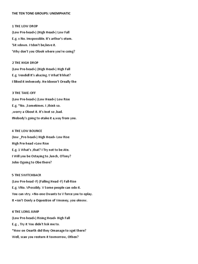 The Ten Tone Groups: Analyzing the Distinguishing Features of ...