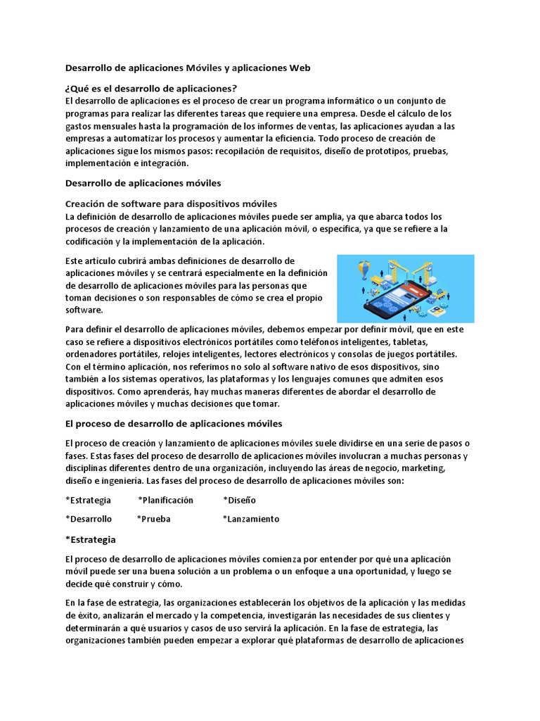 Desarrollo de aplicaciones Móviles y aplicaciones Web | PDF | Aplicación movil | Software de la ...