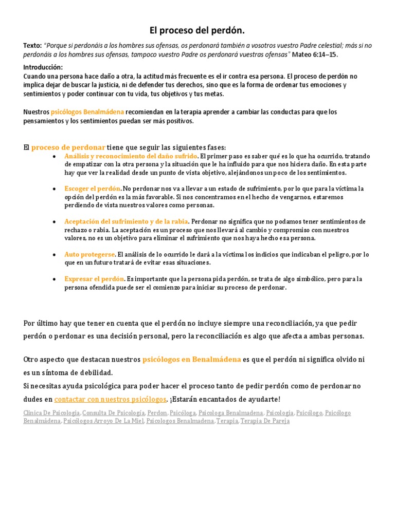 El Proceso Del Perdón PDF | PDF | Perdón | Sufrimiento