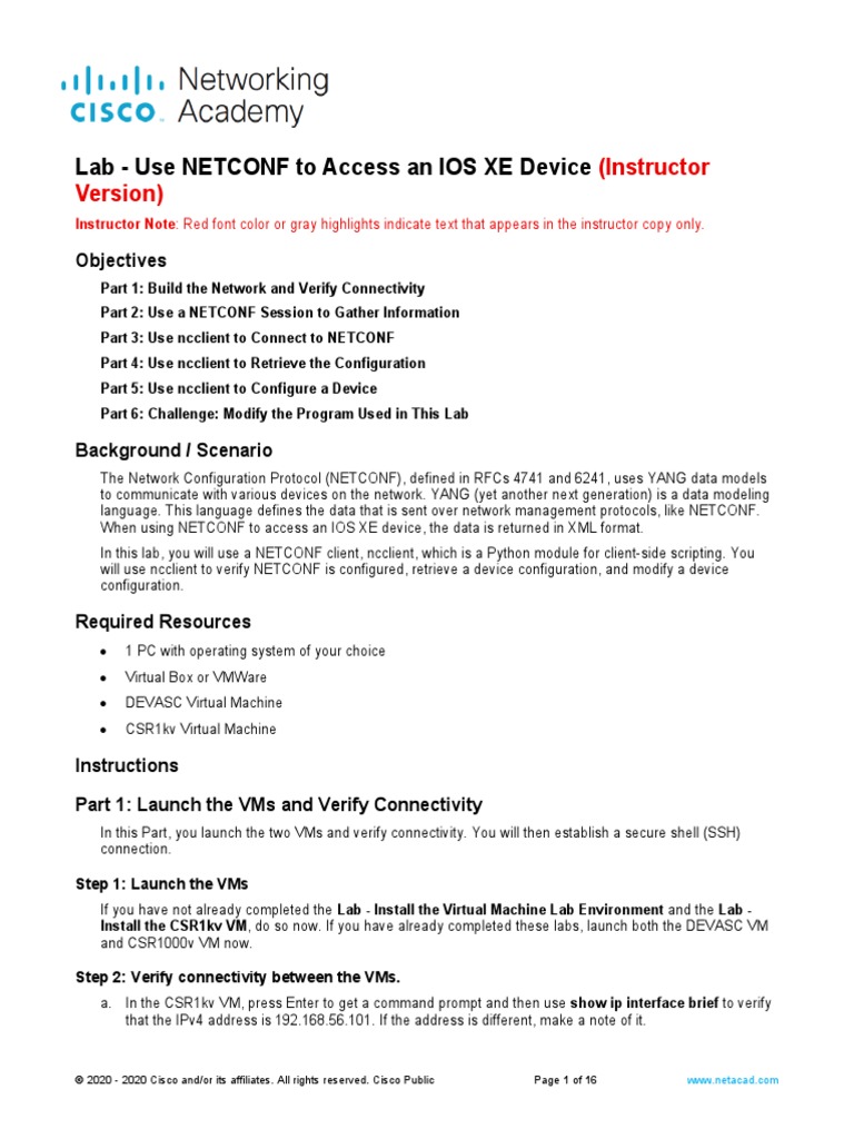 NETCONF Access for IOS XE Devices | PDF | Virtual Machine | Secure Shell