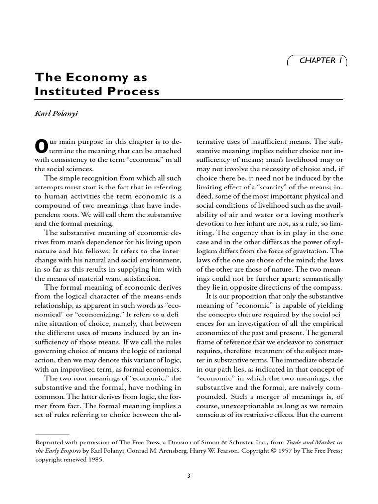Polanyi - The Economy As An Instituted Process | PDF | Market ...