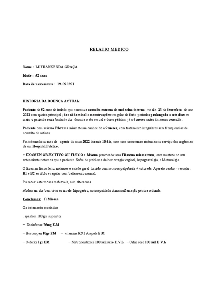 Relatorio Medico Bom | PDF | Ciências da Saúde | Epidemiologia