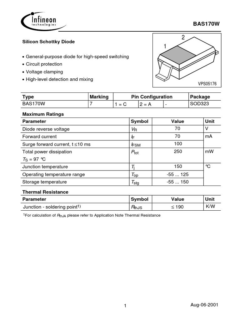 BAS170 | PDF | Diode | Electronic Engineering