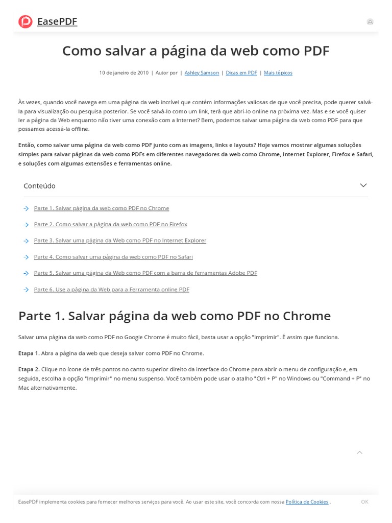 Como Salvar Uma Página Da Web Como PDF | PDF | Rede mundial de computadores | Internet e Web