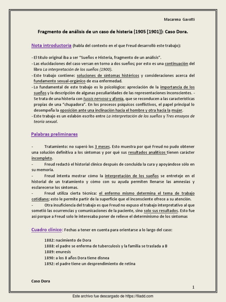 Caso Dora | PDF | Sigmund Freud | Sueño