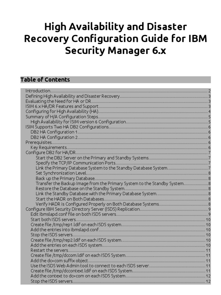 HA and DR Setup For ISIM 6 - 20200214 PDF | PDF | Ibm Db2 | Databases