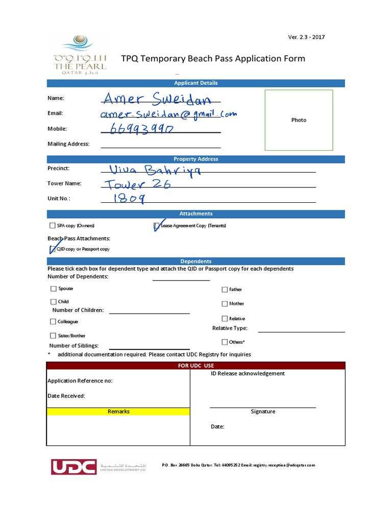 TPQ Beach and Car Pass Application Form V23 PDF | PDF | Leasehold ...