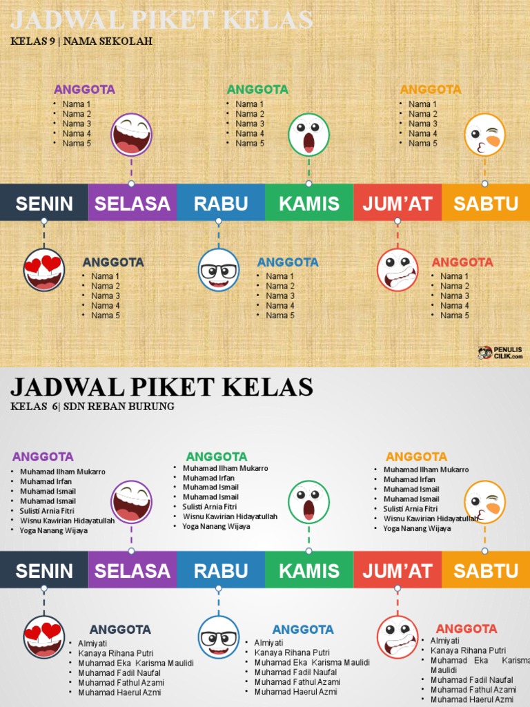 Contoh Jadwal Piket Kelas Pdf