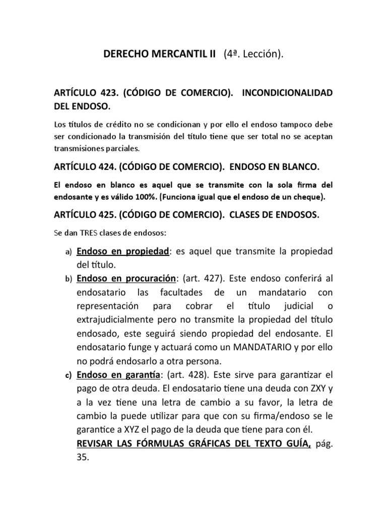 Derecho Mercantil II 4a Lección | PDF | Cheque | Instrumento negociable