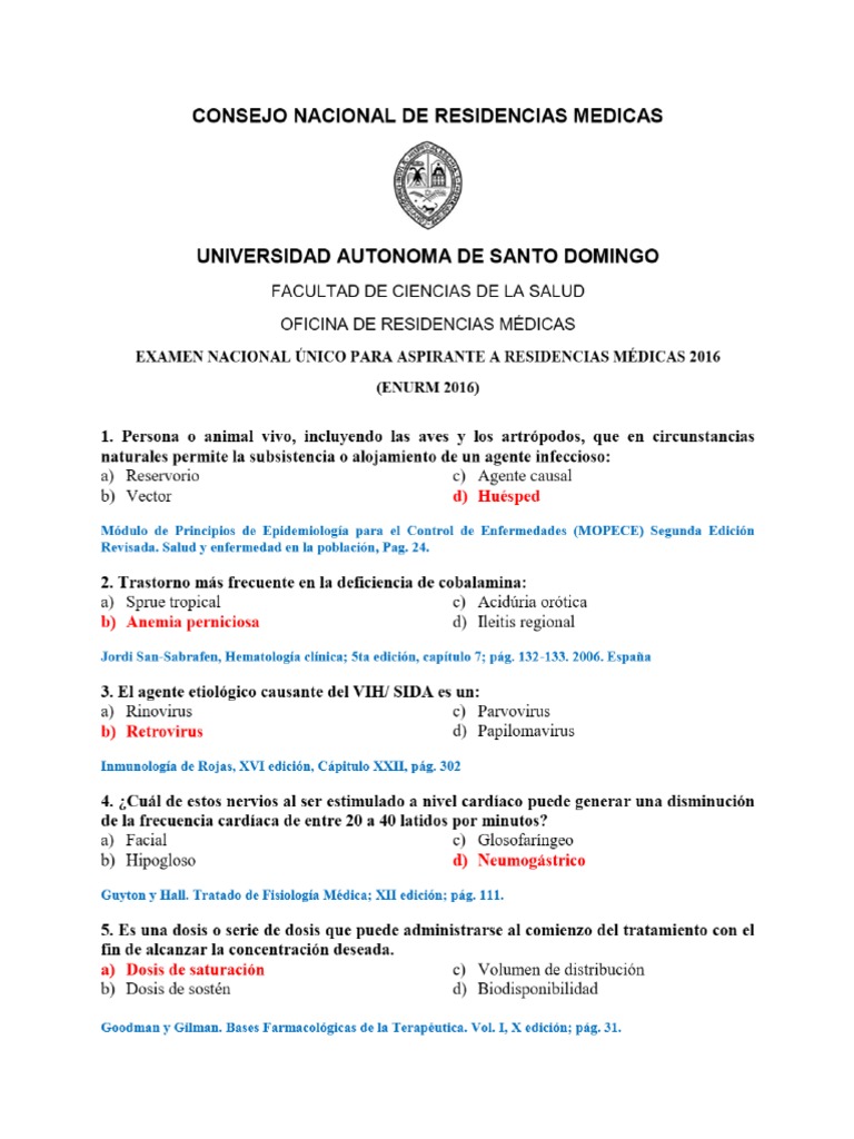 ENURM-2016 Medicina Corregido y Con Soporte PDF | PDF