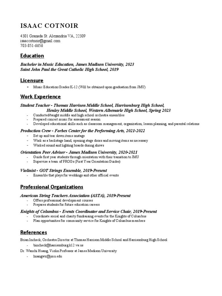 Resume Isaac Cotnoir | PDF