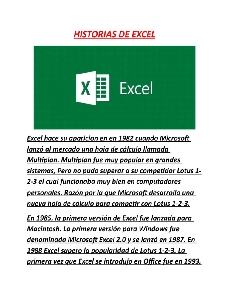 Historia de Excel: Orígenes y Evolución | PDF | Informática