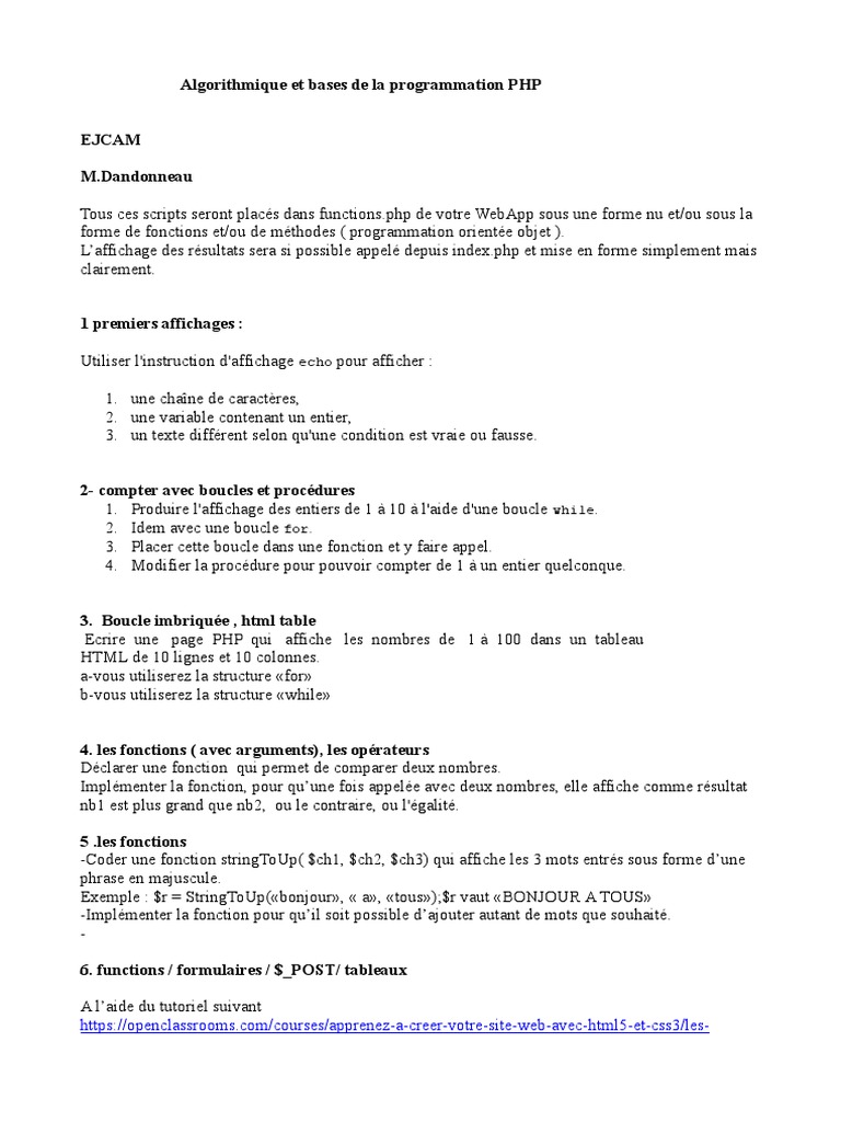 Introduction à la programmation PHP | PDF | PHP | Structure de contrôle