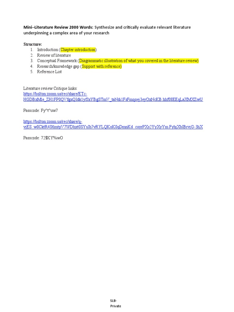 Mini Literature Review Structure Guide | PDF