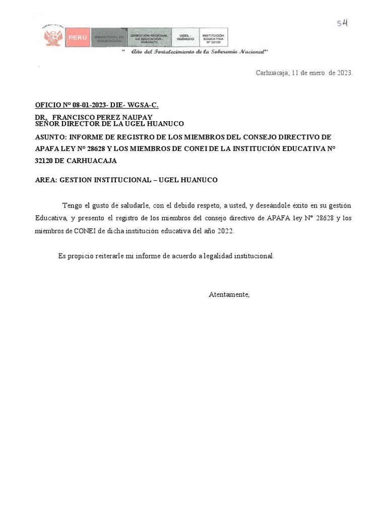 Oficio 08-01-2023 Miembros de Apafa | PDF | Derecho