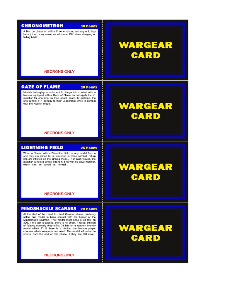 Necron Wargear Card Overview | PDF