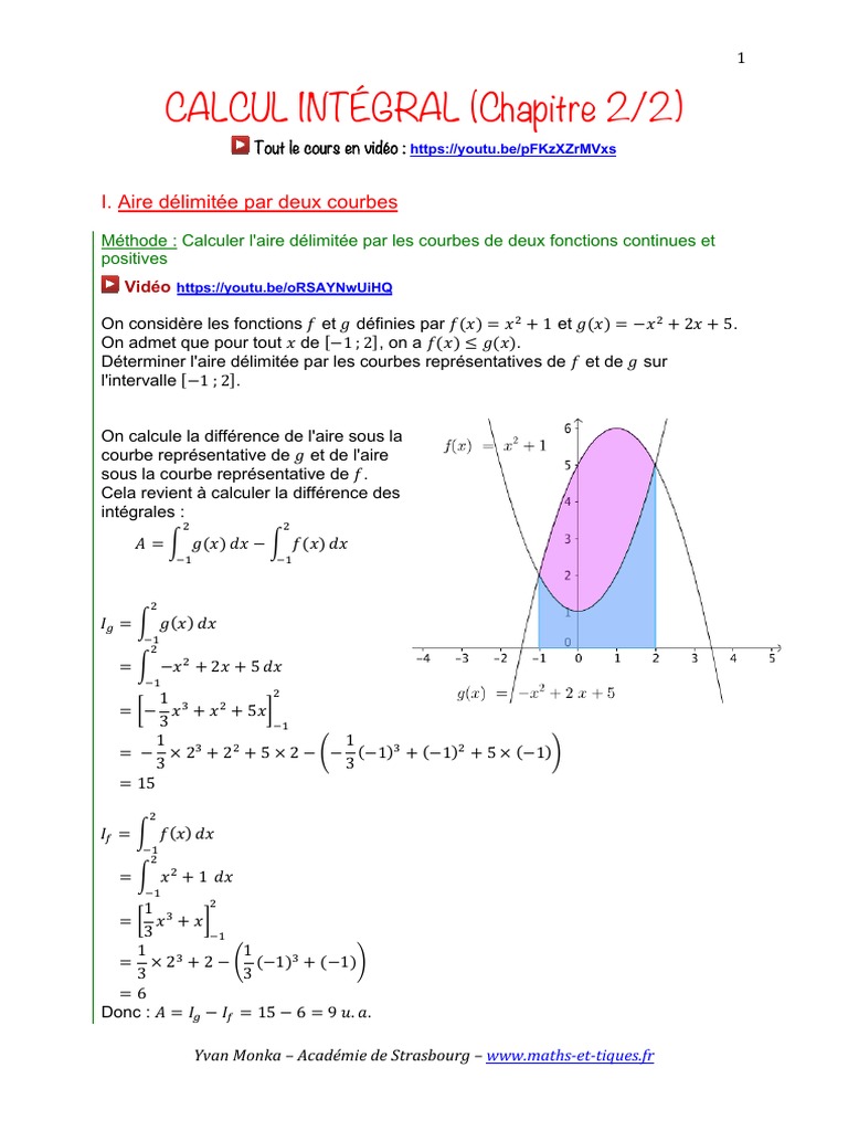 Calcul intégral : Aires et intégration | PDF | Intégral | Fonction ...