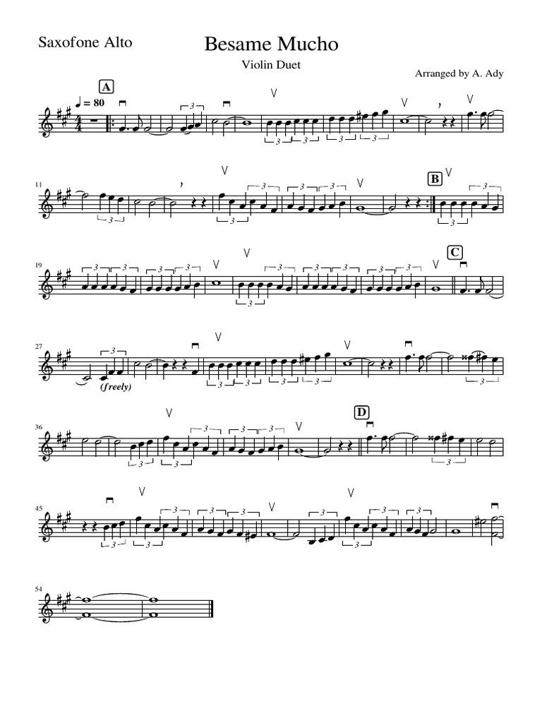 Besame Mucho - Sax Alto | PDF | Saxophone | Popular Music