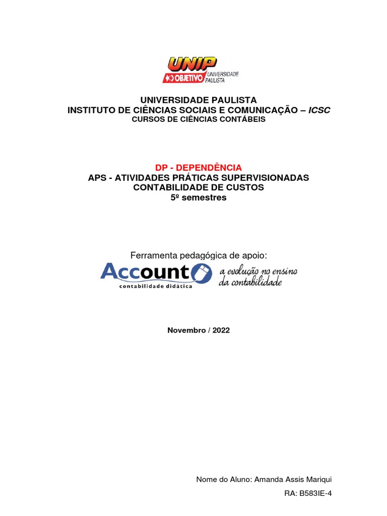 Análise de Custos P1 - 5SEM PDF | PDF | Despesa | Marketing Análise de Custos P1 - 5SEM PDF | PDF | Despesa | Marketing