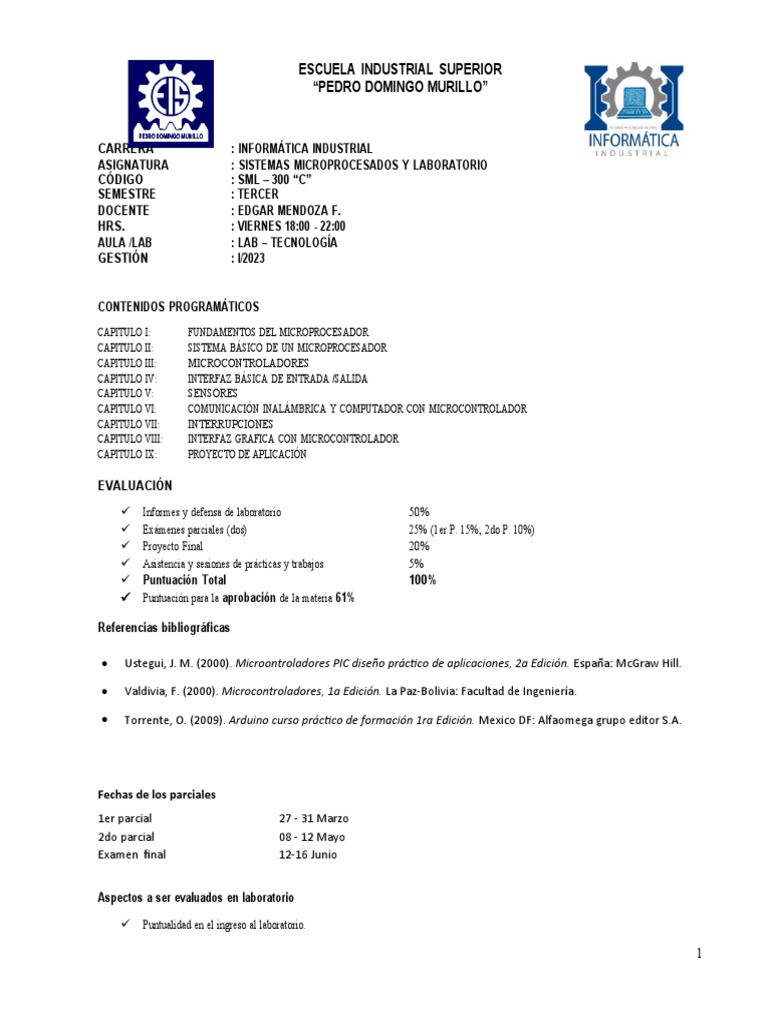 Programa de Avance SML-300 C Estudiantes 2-2021 | PDF | Laboratorios ...