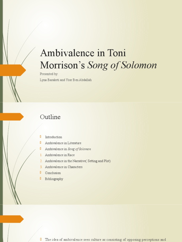 Ambivalence in Toni Morrison's Song of Solomon | PDF | Psychology ...